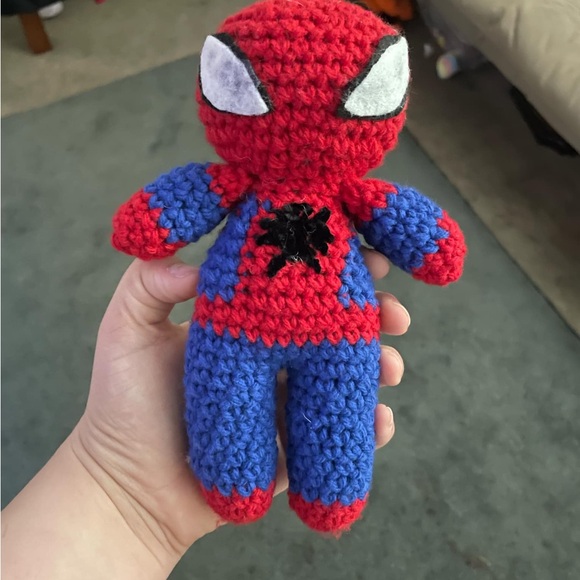 Toys | Handmade Red And Blue Crochet Superhero Toy | Poshmark
